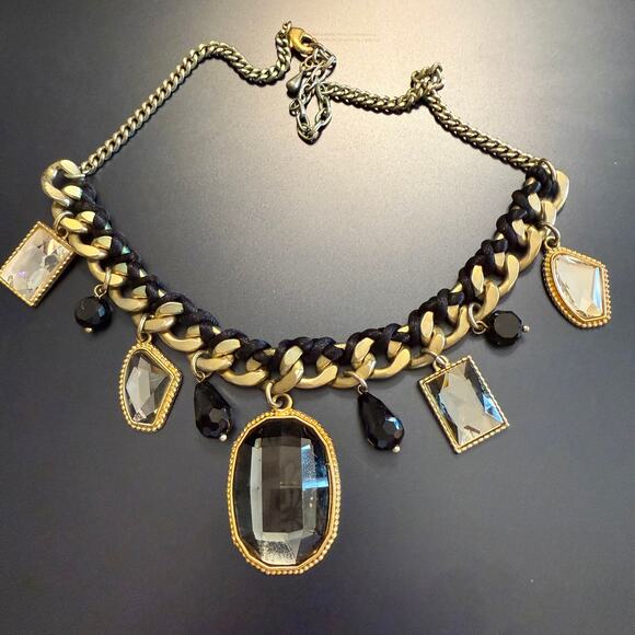 Park Lane | Jewelry | Park Lane Fascinated Gold Black Suede Woven Cord ...
